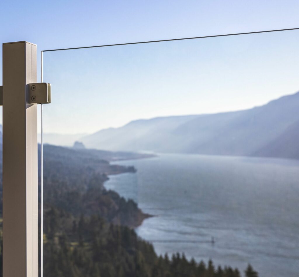 White Frameless Glass Railing - Columbia River, WA - Glass Railing for ...