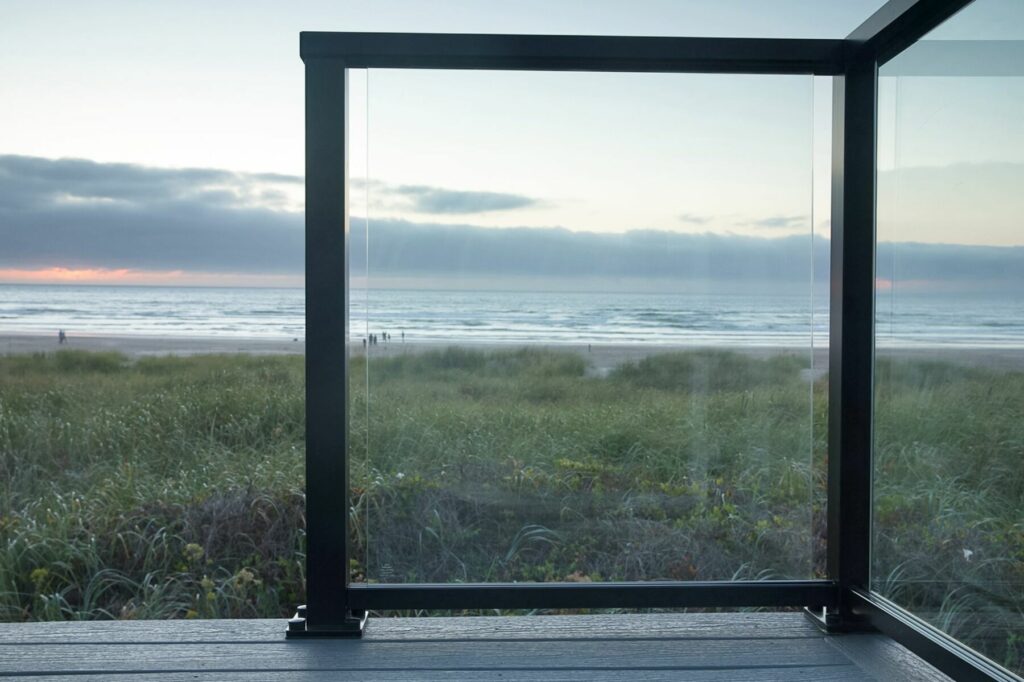 Black Solid Glass Railing - Manzanita, OR - Glass Railing for Decks