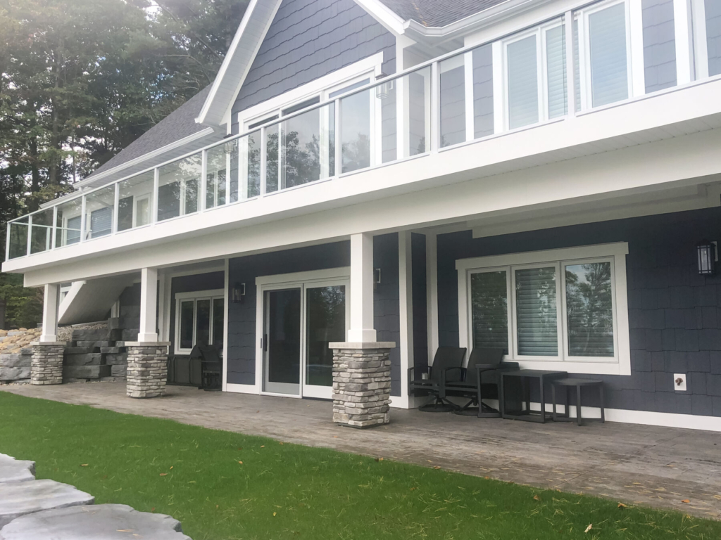 White Solid Glass Railing – Rapid City, MI - Glass Railing for Decks